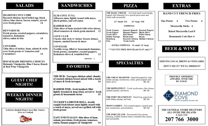 2015 General Store Menu 2 - Diamond CoveDiamond Cove